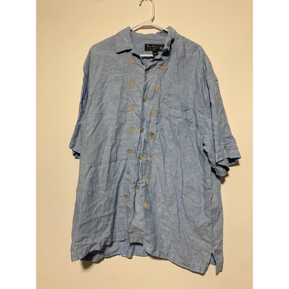 Nat Nast | Shirts | Nat Nast Men Size Xl Blue Linen Short Sleeve Mystic ...